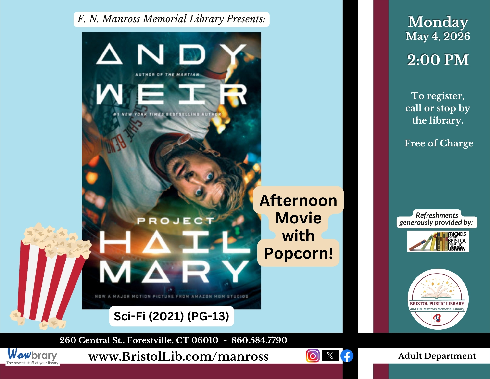 Manross Movie Monday: Project Hail - Bristol Public Library